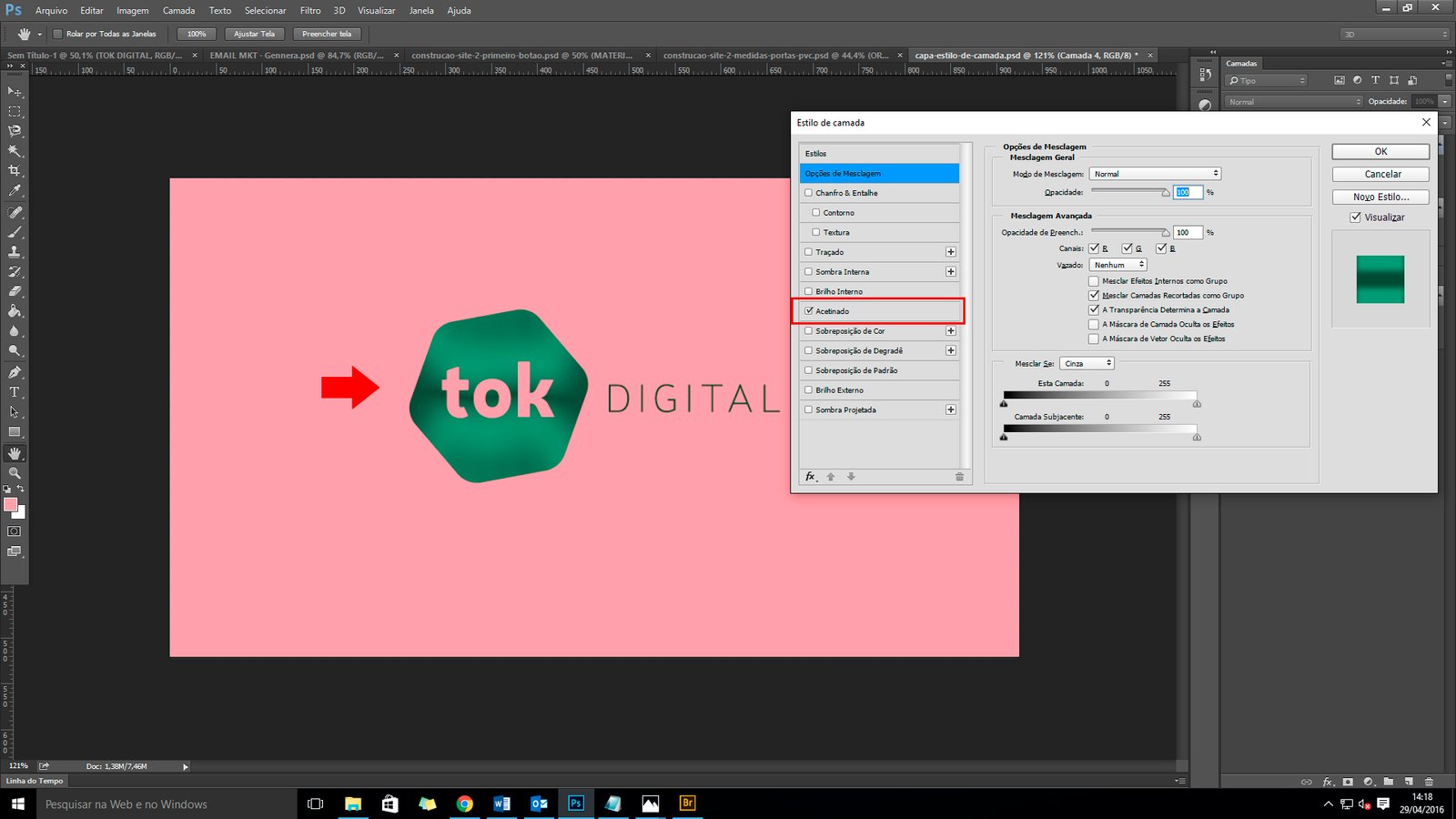 Estilo de Camadas – Photoshop – Tok Digital